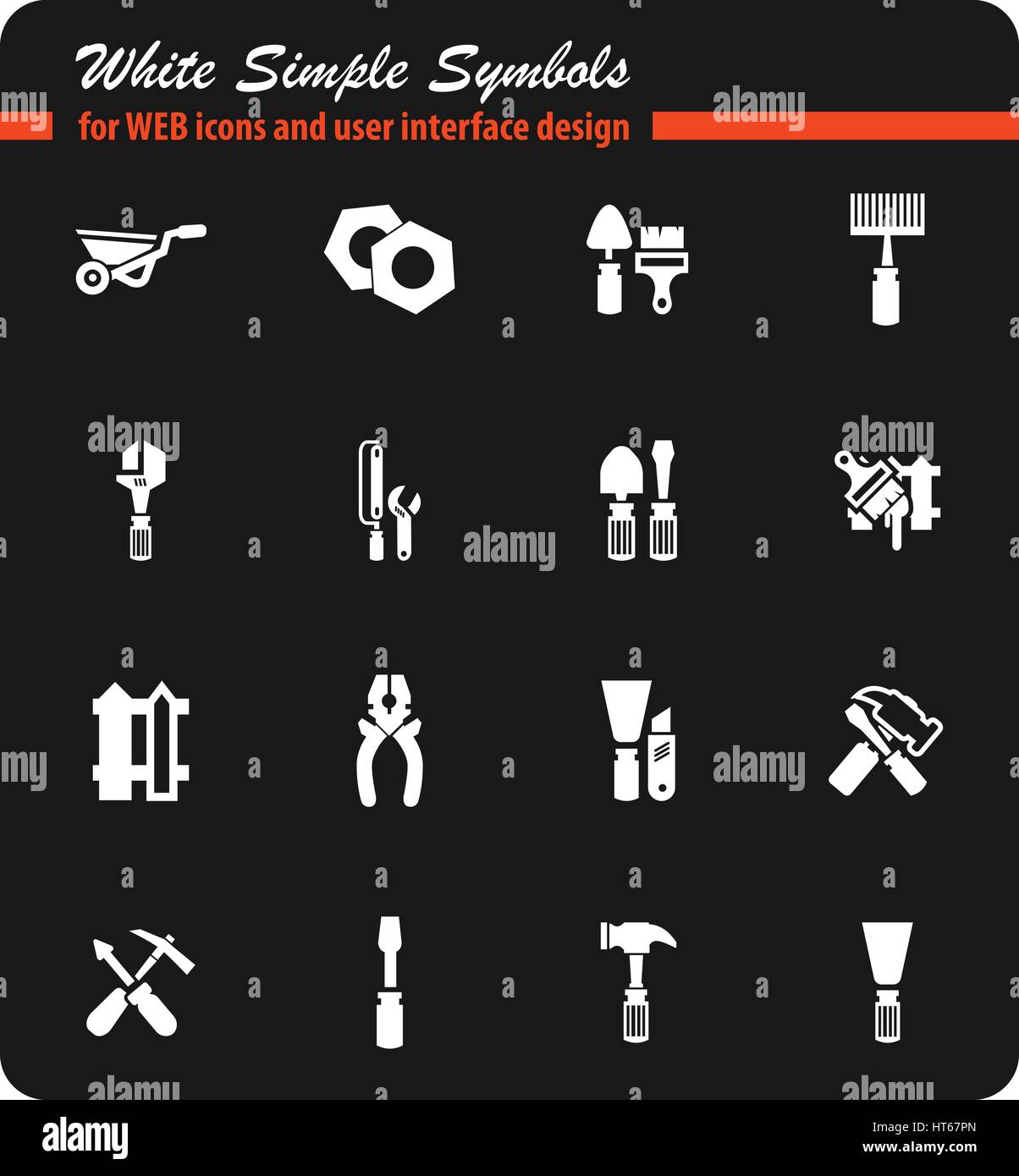 Work tools white simply symbols for web icons and user interface design ...