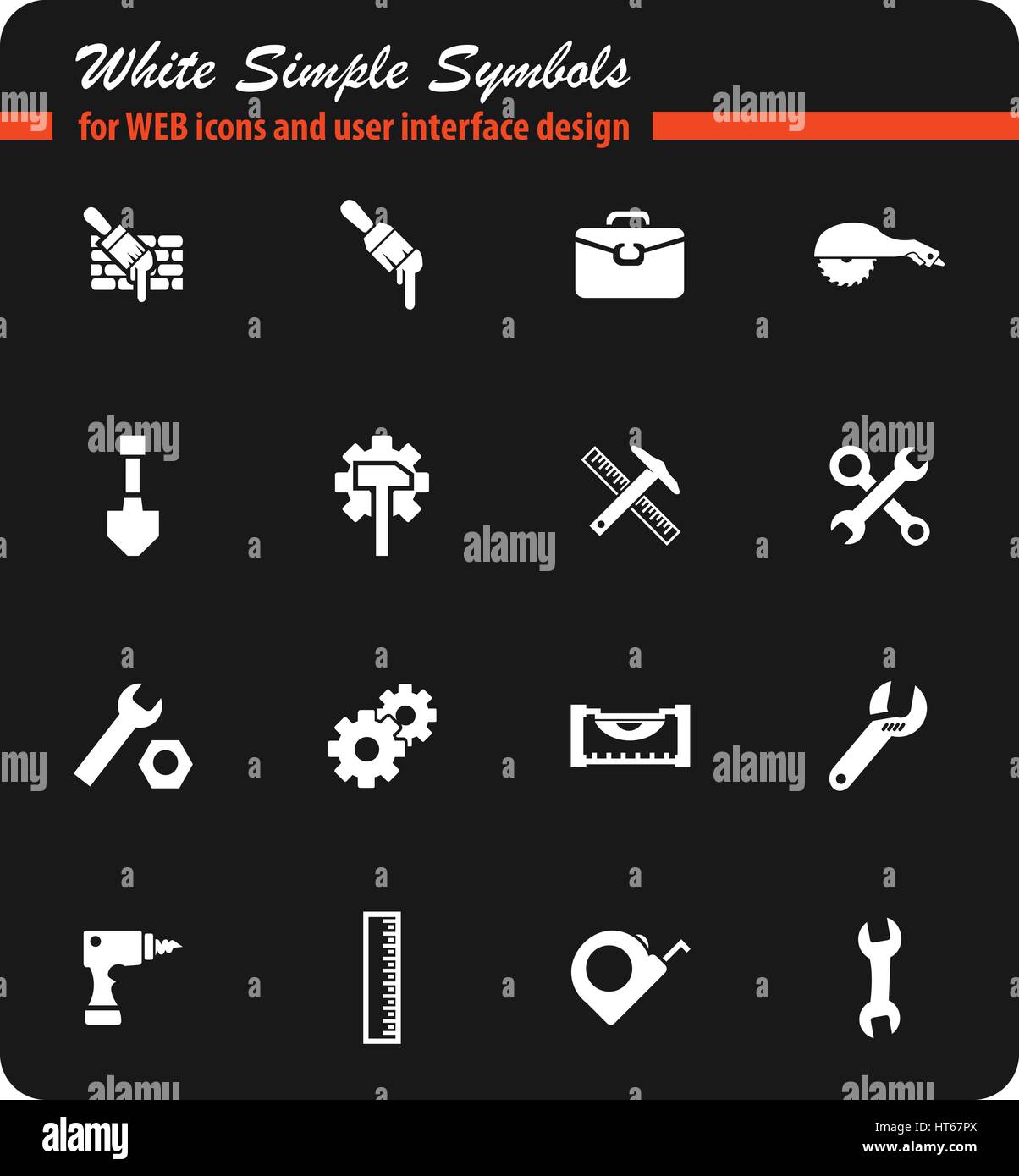 Work tools white simply symbols for web icons and user interface design ...