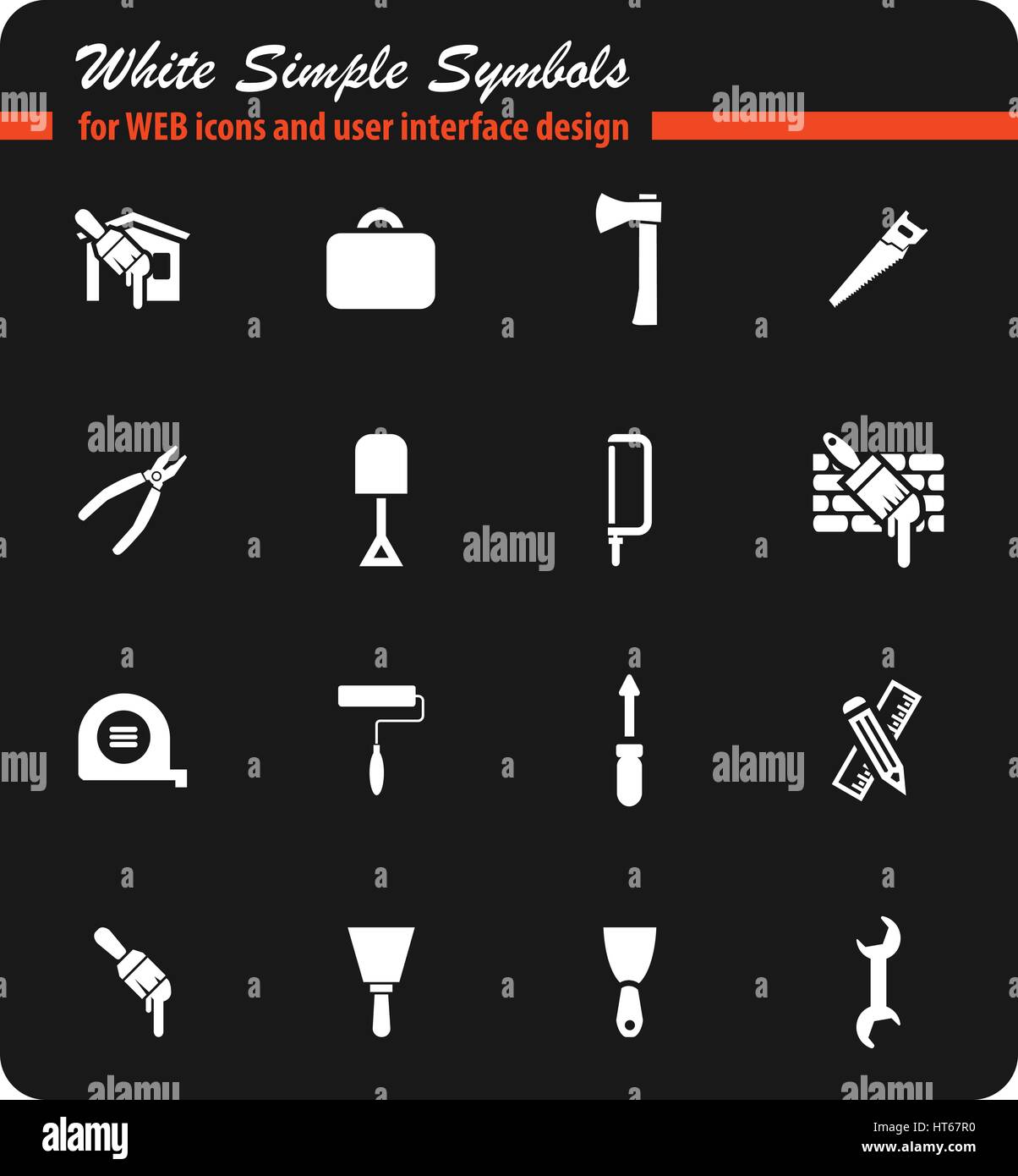Work tools white simply symbols for web icons and user interface design ...