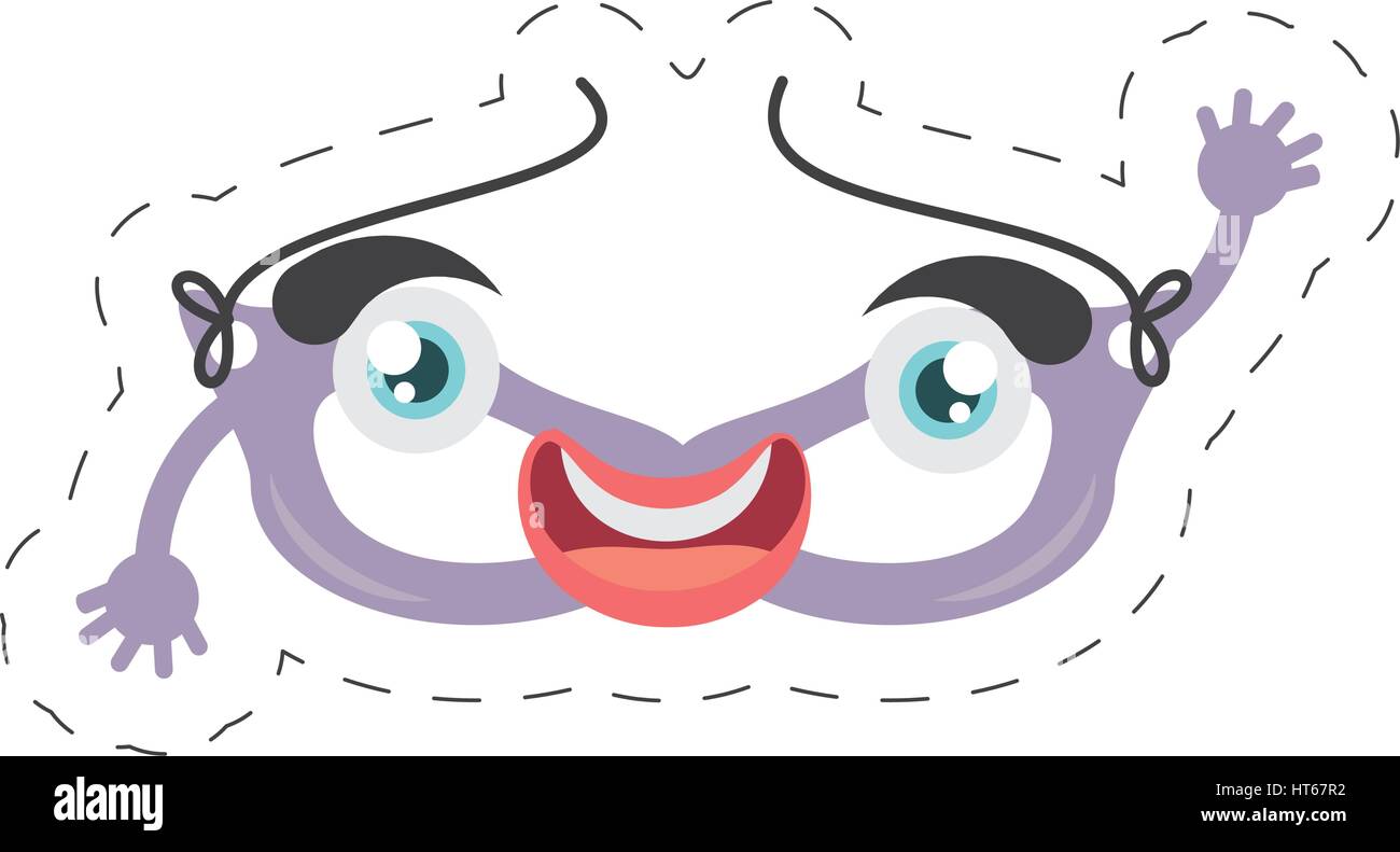 cartoon mask face decoration party cut line Stock Vector Image & Art ...