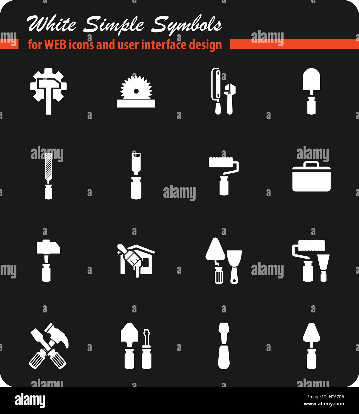 Work tools white simply symbols for web icons and user interface design ...