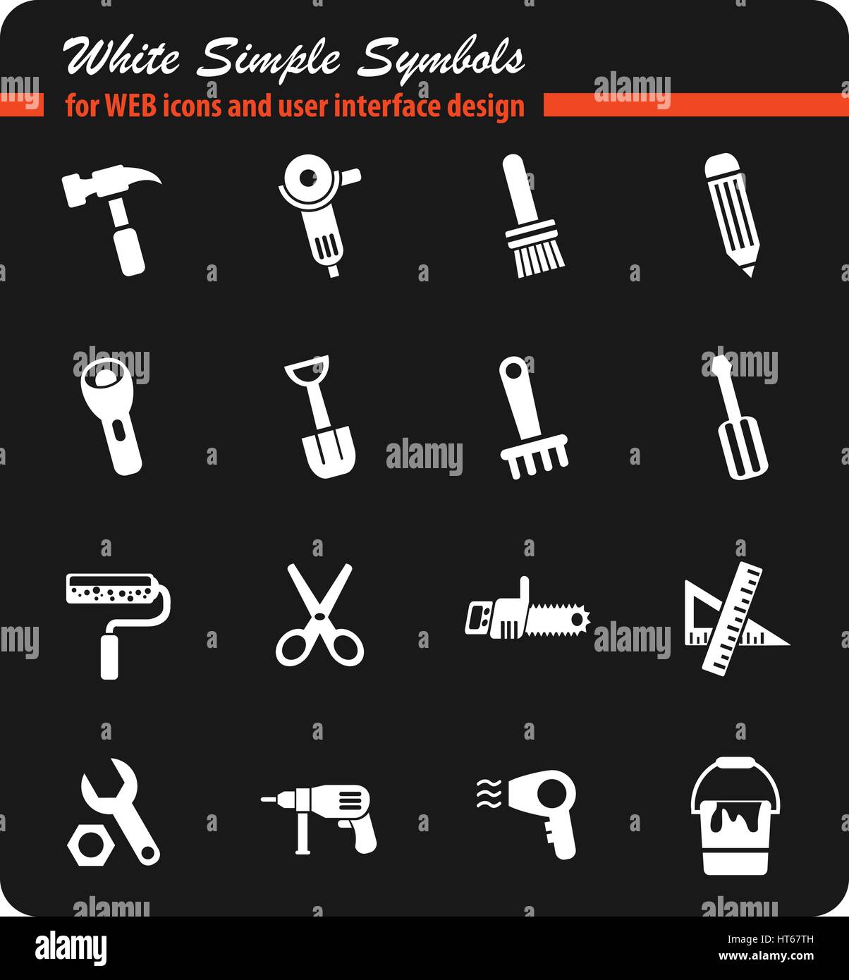 Work tools white simply symbols for web icons and user interface design ...