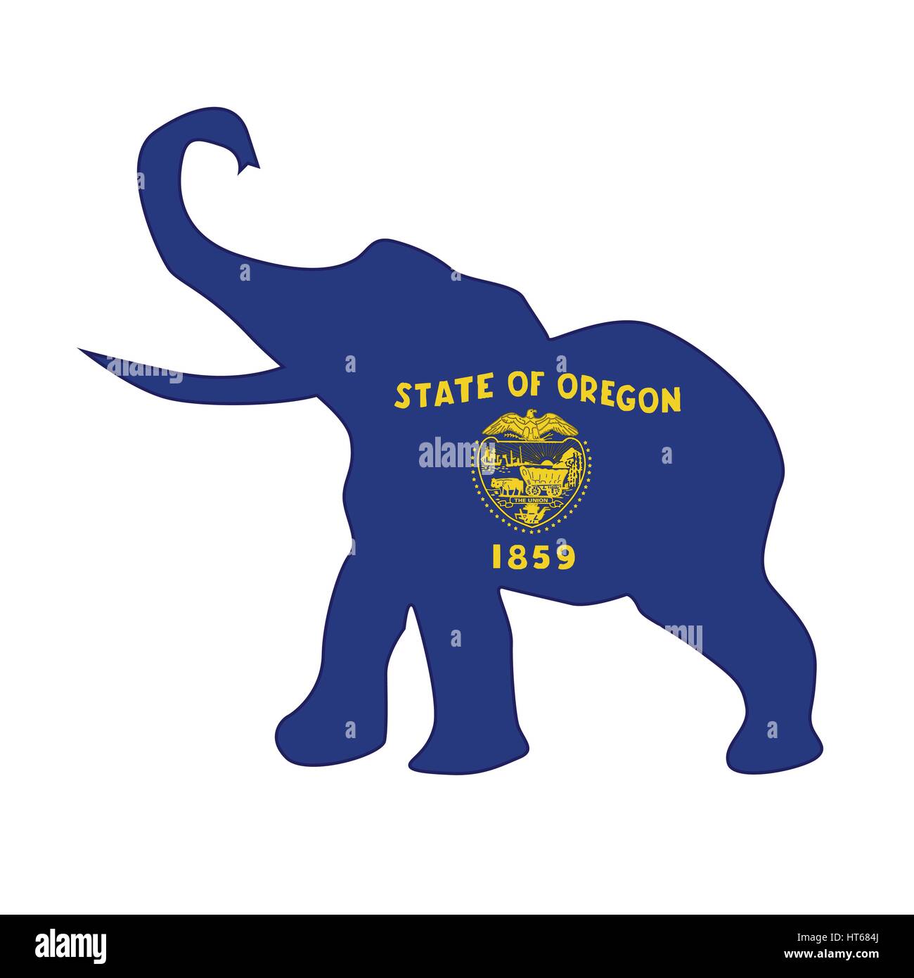 The Oregon Republican elephant flag over a white background Stock ...