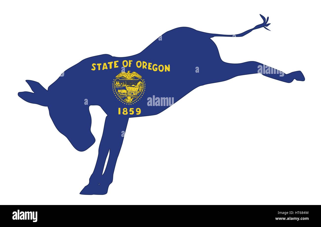 The Oregon Democrat party donkey flag over a white background Stock ...