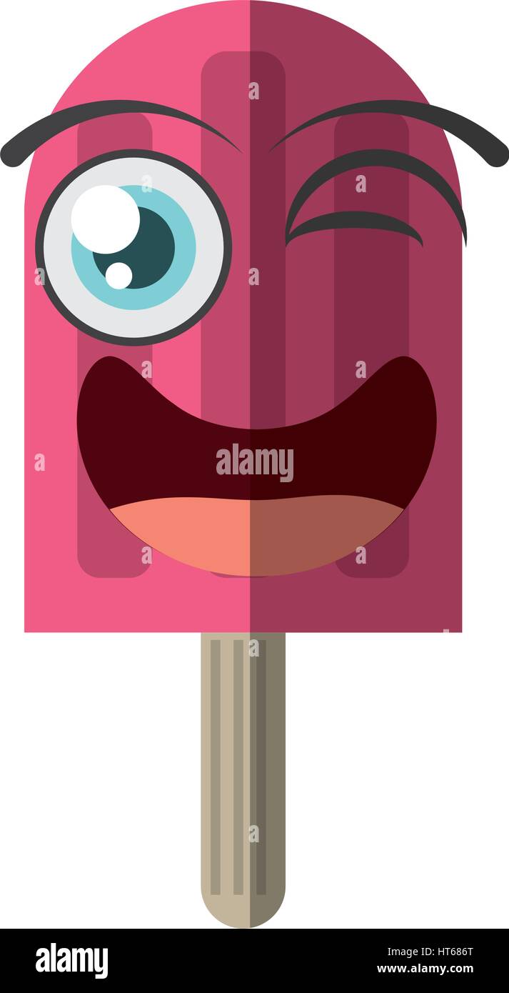 cartoon stick ice cream party wink Stock Vector Image & Art - Alamy
