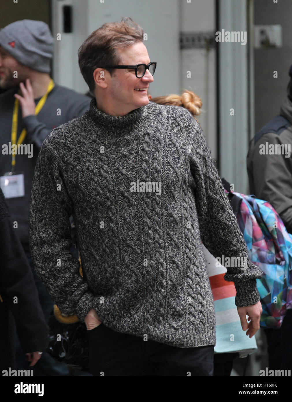 Colin Firth filming Love Actually for Comic Relief at the BBC in London ...