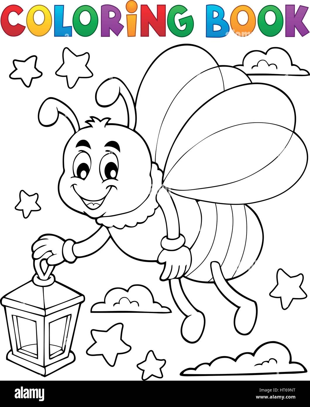 Coloring book firefly with lantern - eps10 vector illustration Stock ...
