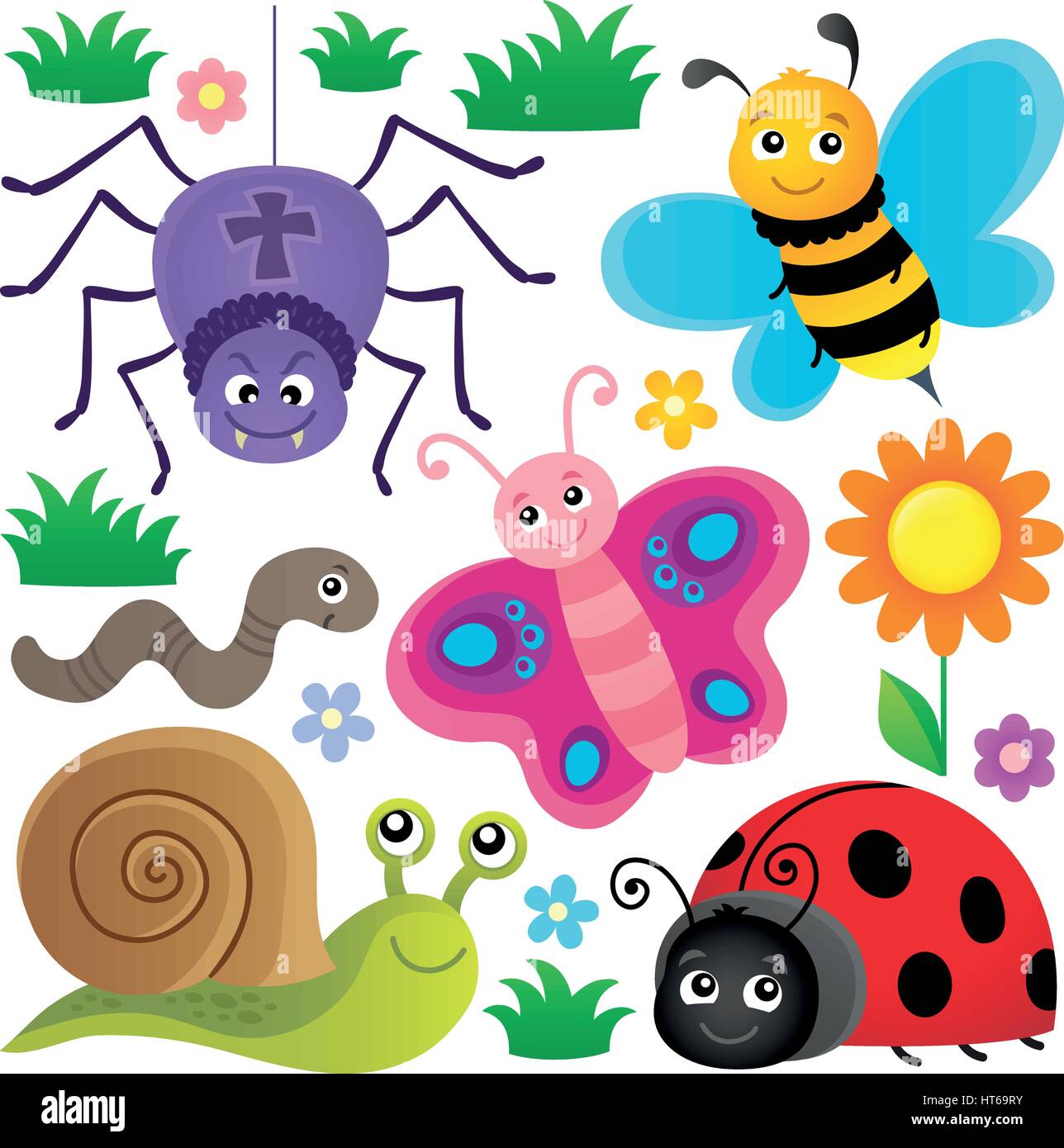 Spring animals and insect theme set 3 - eps10 vector illustration Stock ...