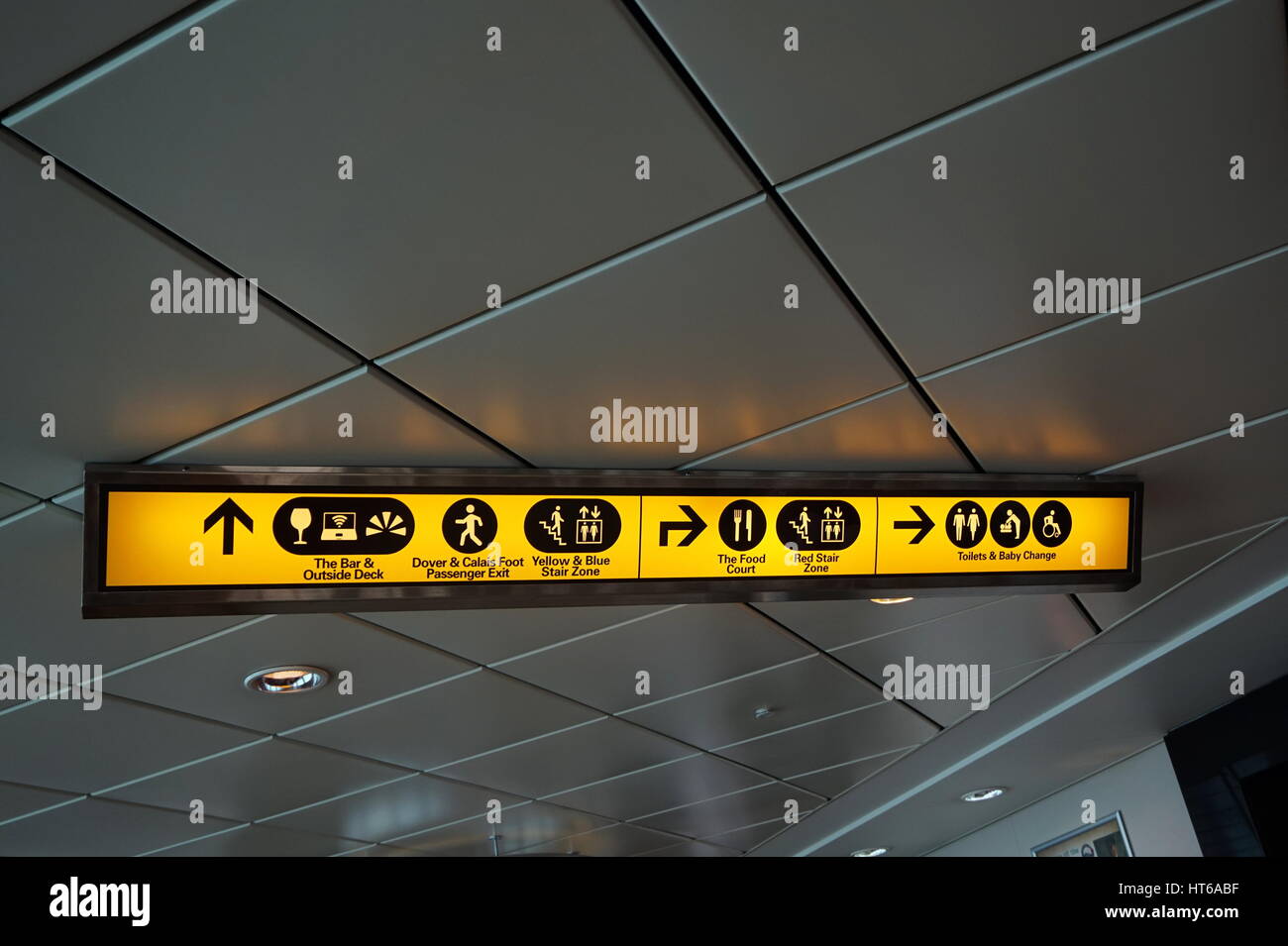 DOVER, KENT, ENGLAND, AUGUST 10 2016: Direction signs to passenger ...