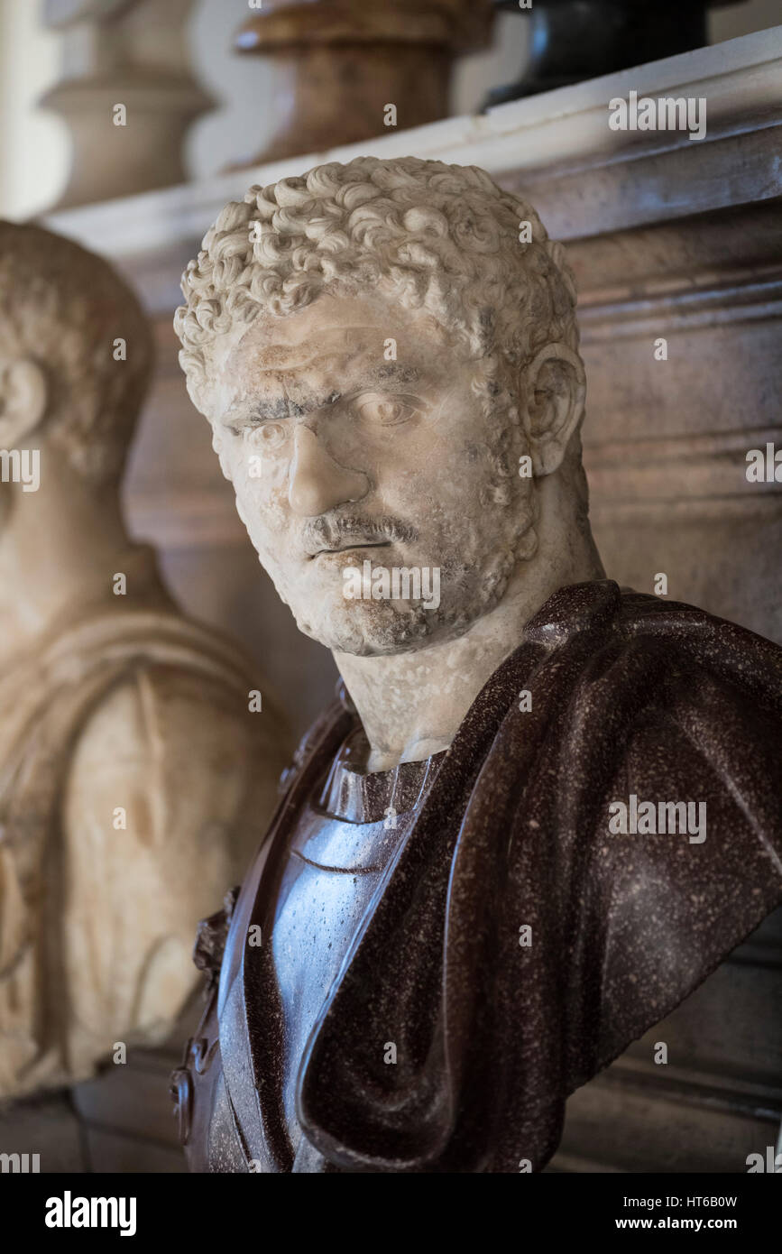 Rome. Italy. Portrait bust of Roman Emperor Caracalla (188-217 AD), 211 ...