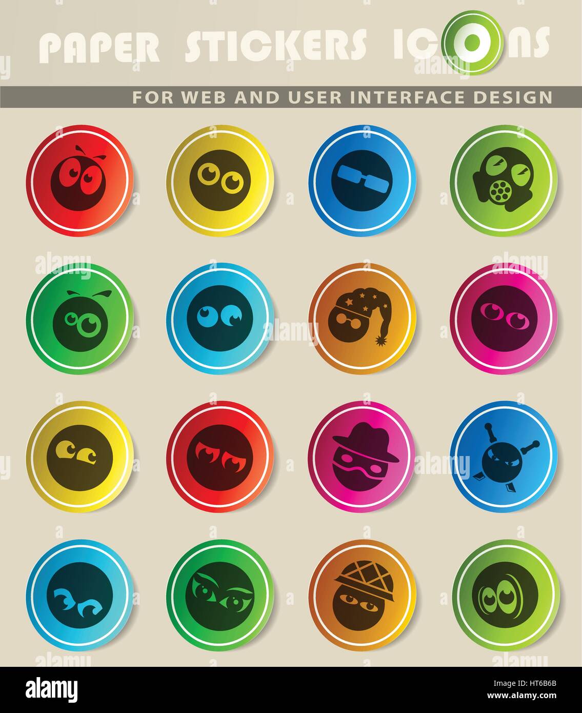 Emotions and glances simply symbols for web and user interface Stock ...