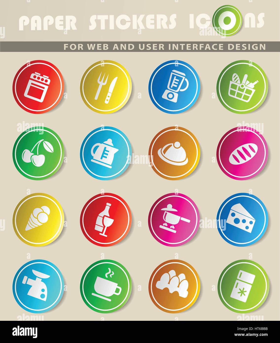 food and kitchen web icons for user interface design Stock Vector Image ...