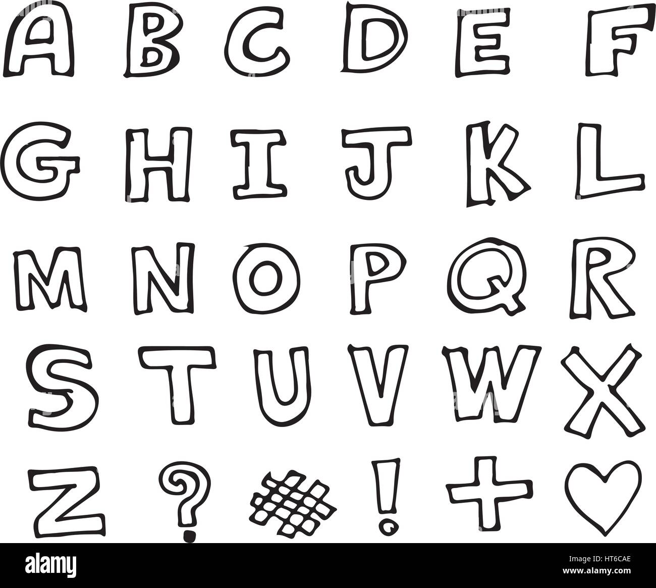 Hand drawn doodle font illustration design Stock Vector Image & Art - Alamy