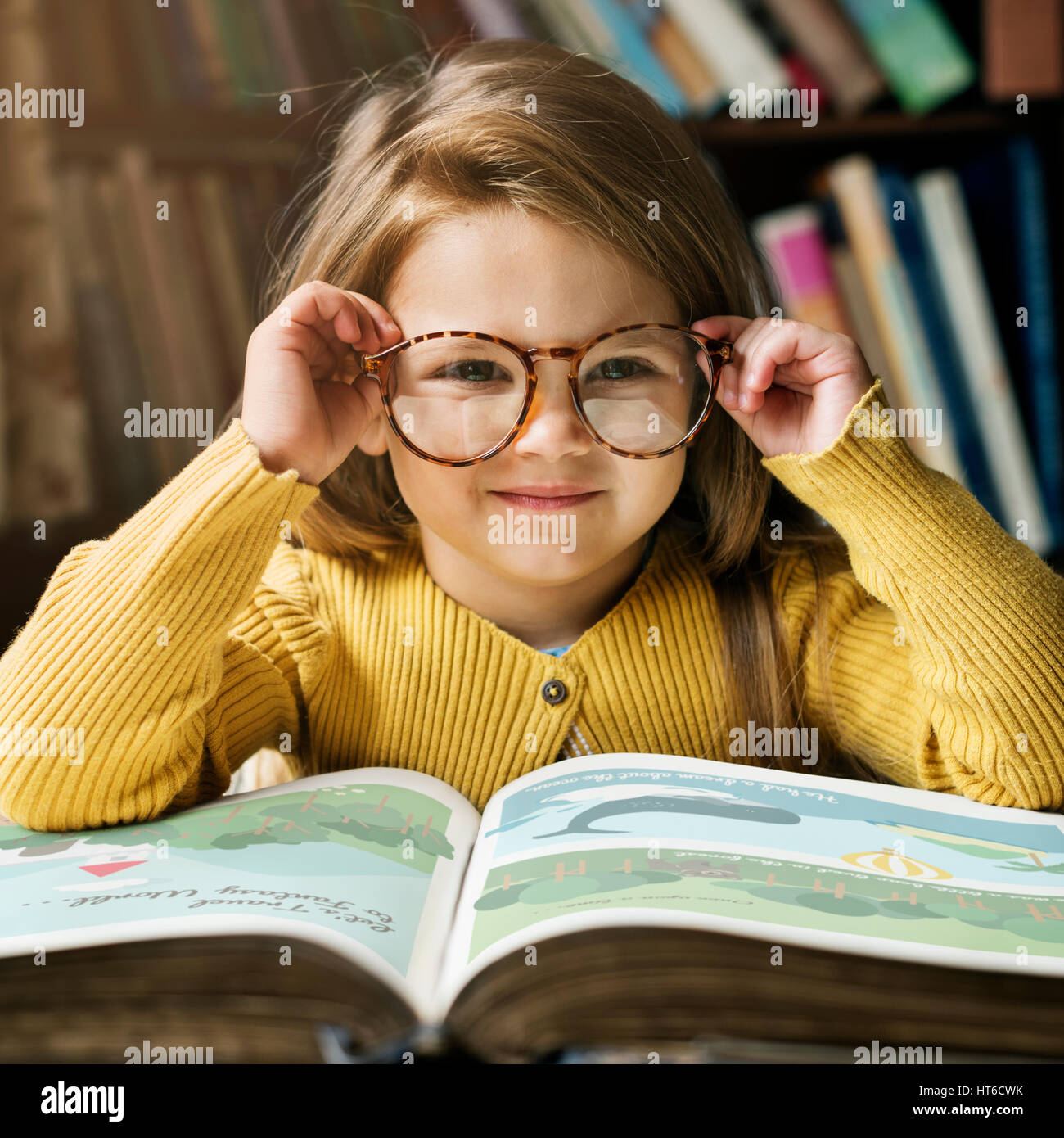 Adorable Cute Girl Reading Storytelling Concept Stock Photo - Alamy