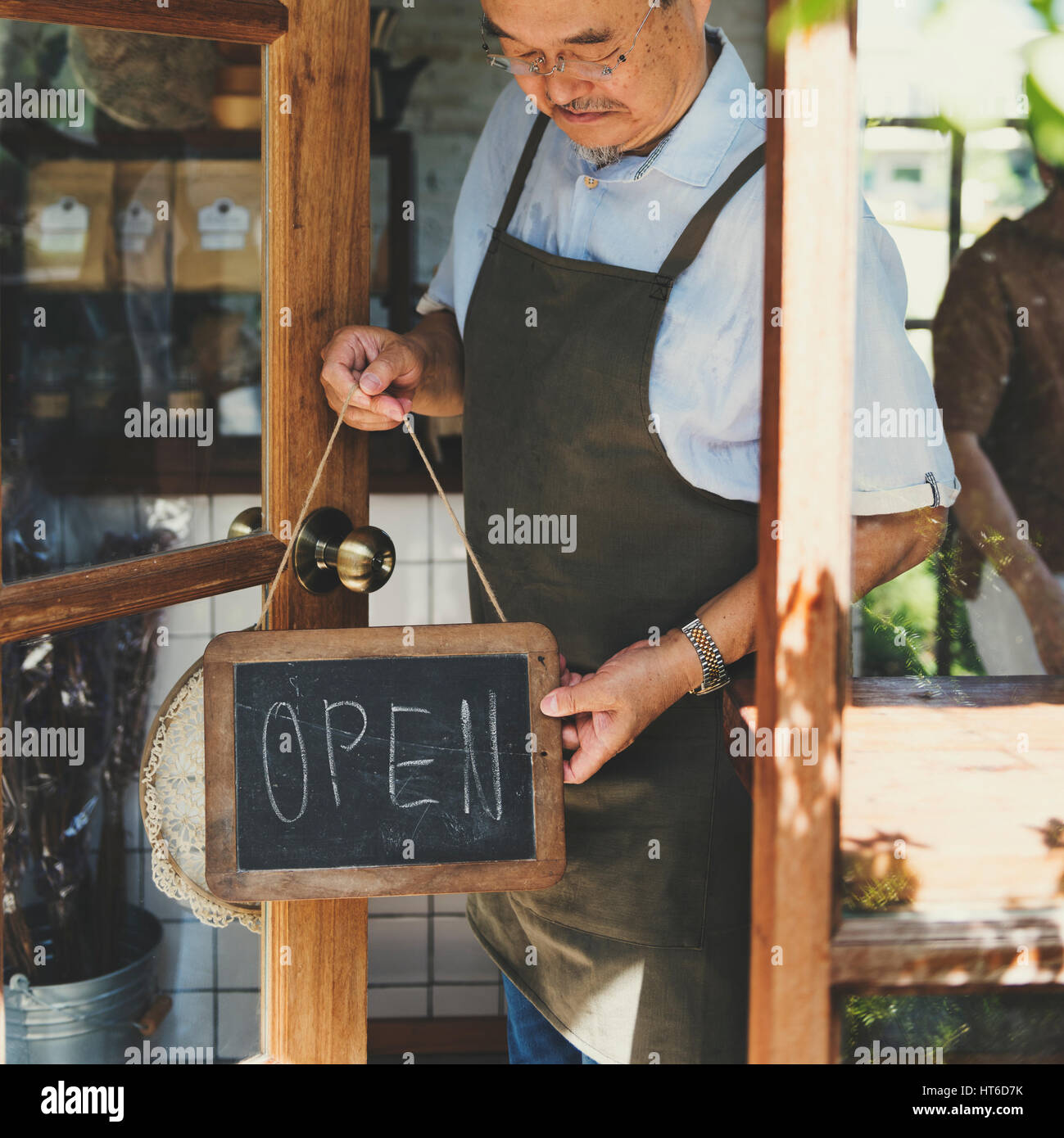 Cafe Open Shop Retail Welcome Notice Retail Front Stock Photo - Alamy