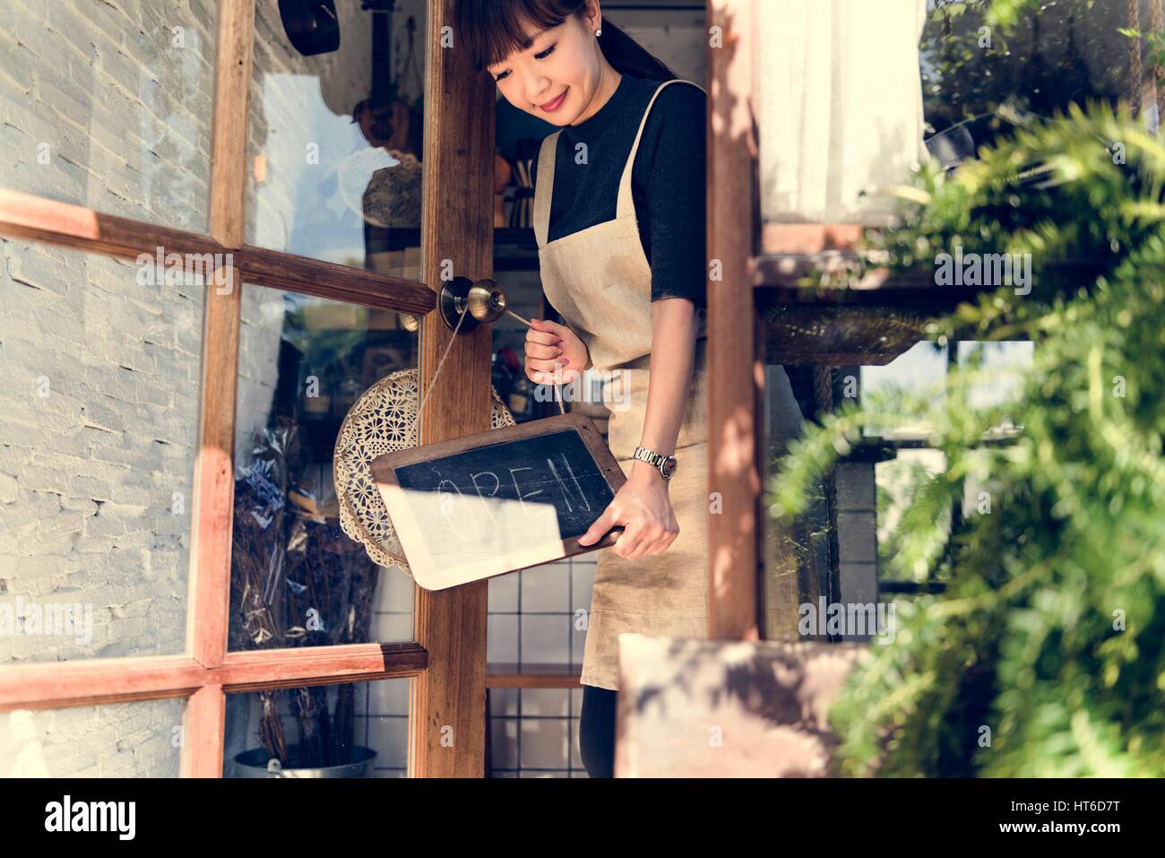 Cafe Open Shop Retail Welcome Notice Retail Front Stock Photo - Alamy