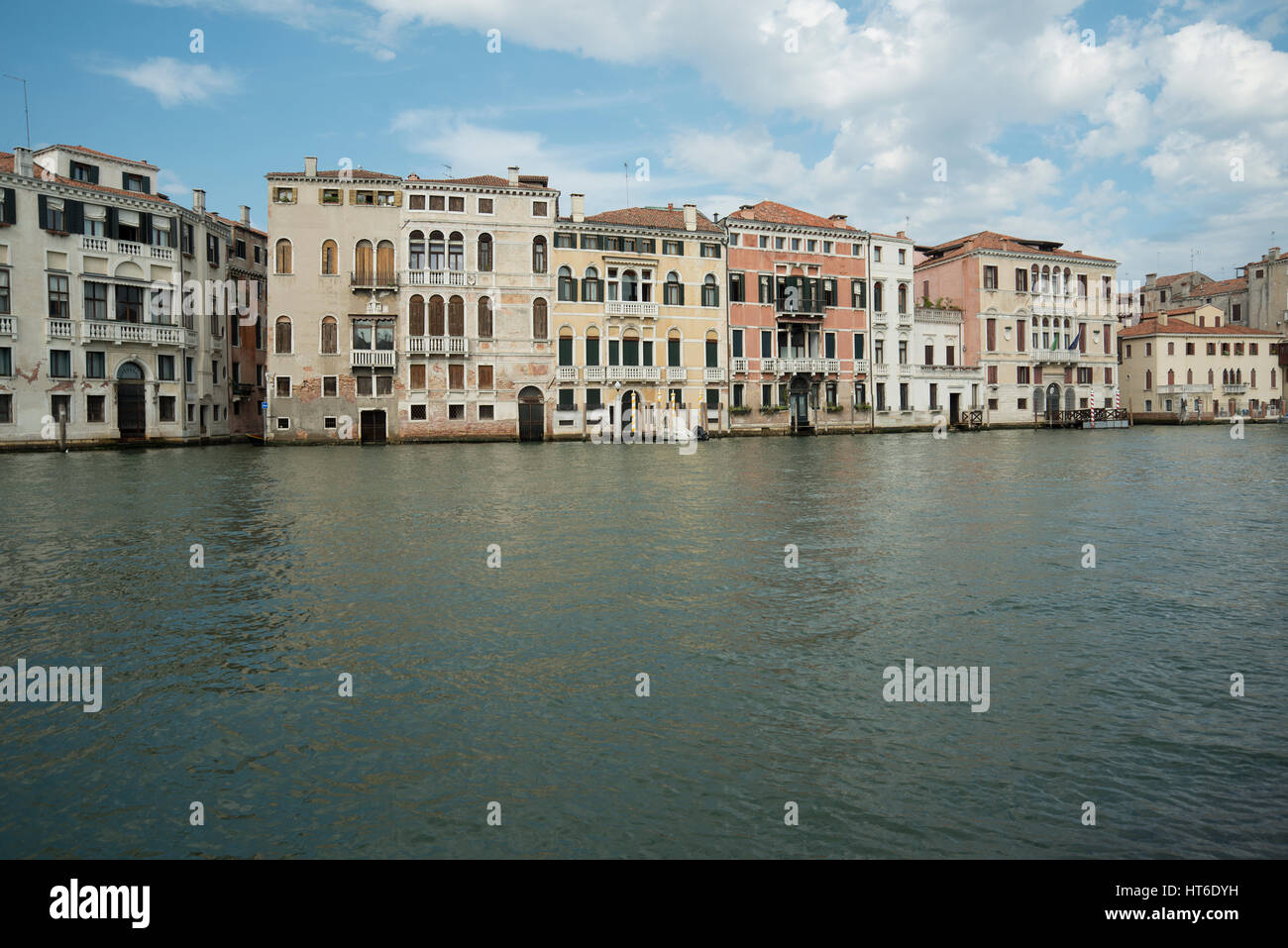 Panoramic view of buildings along The Grand Canal Venice Italy Stock ...
