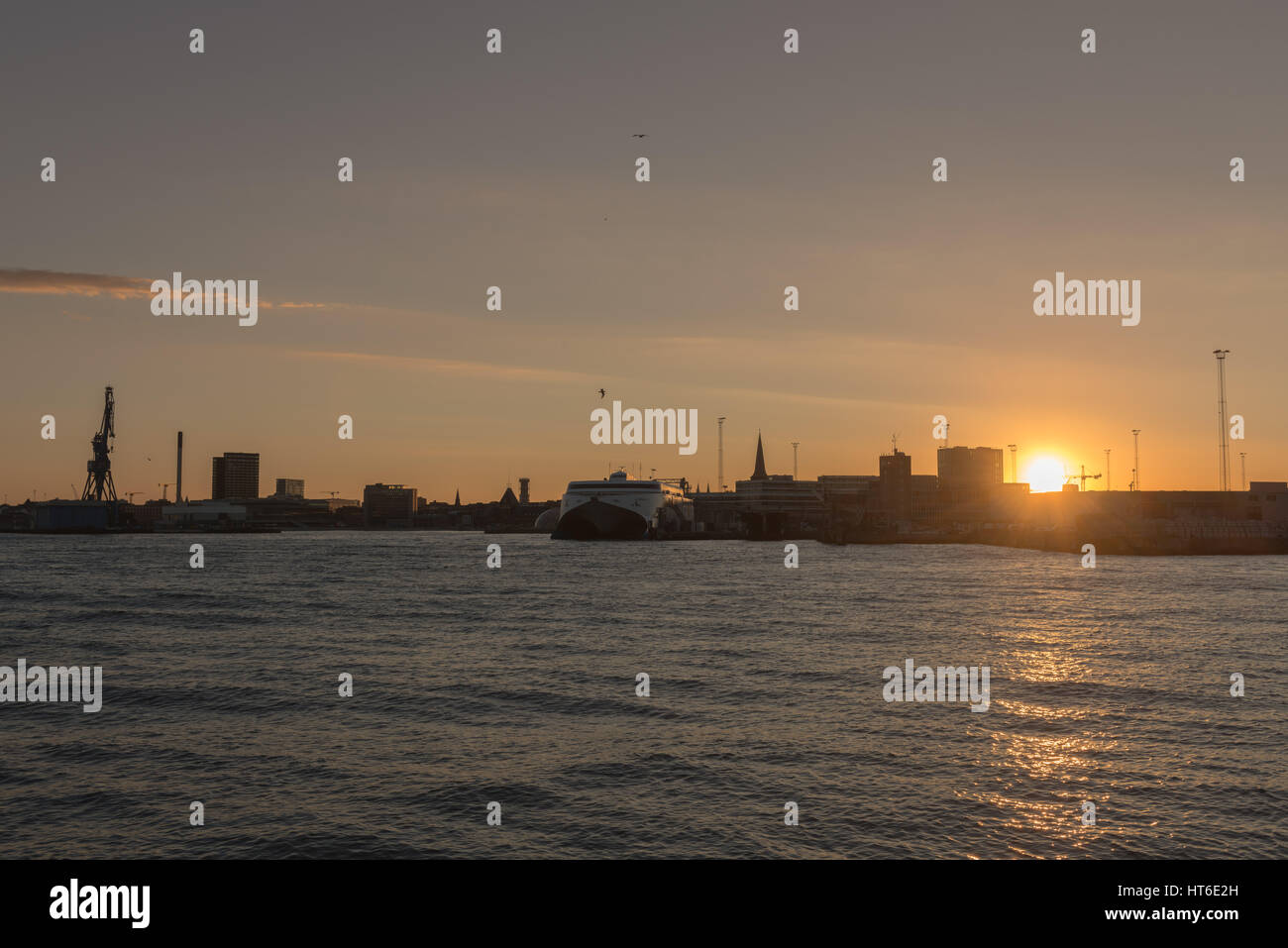 Harbor of Aarhus, European Cultural City in 2017, Northern Jutland ...