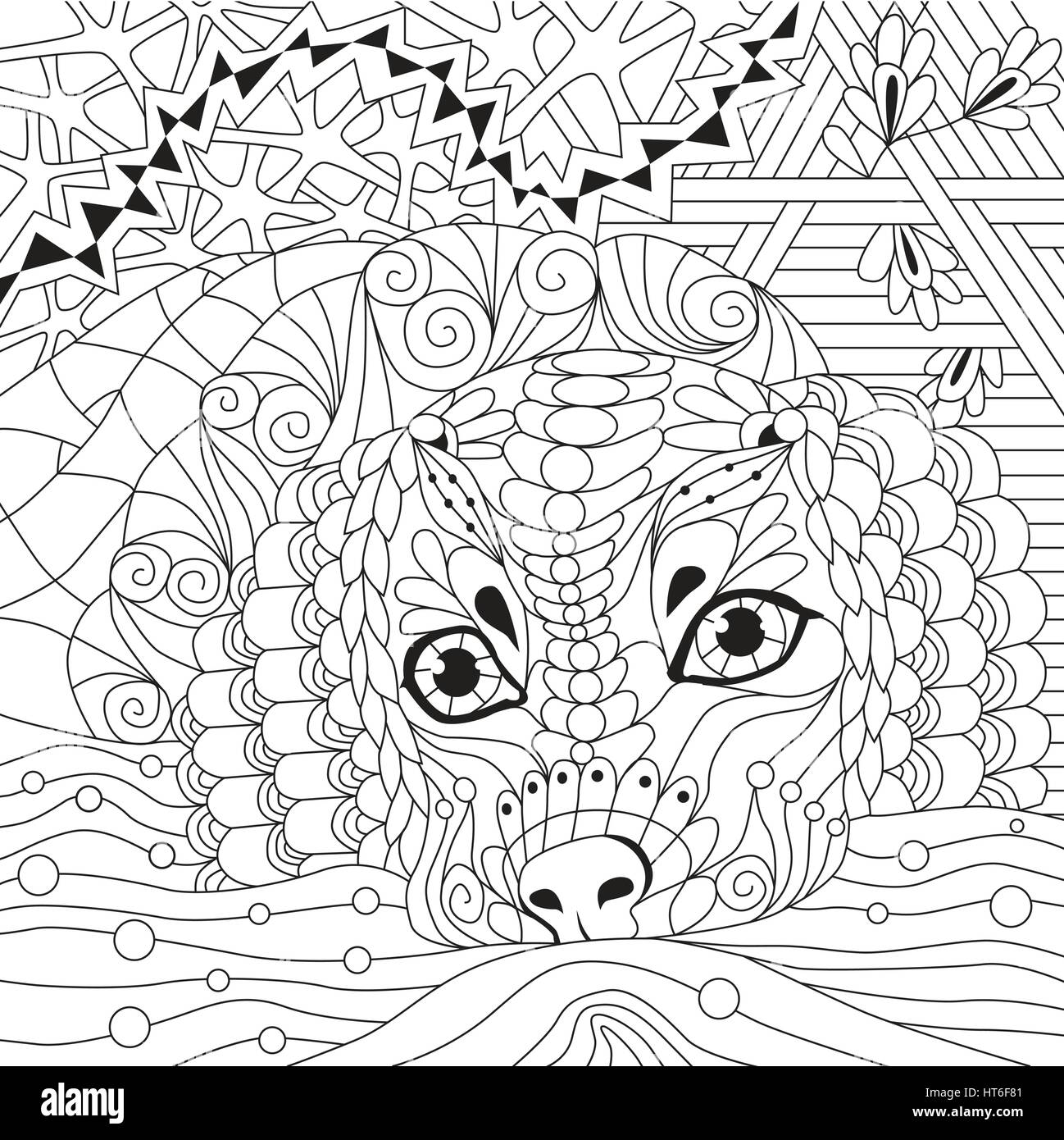 Zentangle stylized dog. Hand Drawn lace vector illustration Stock ...