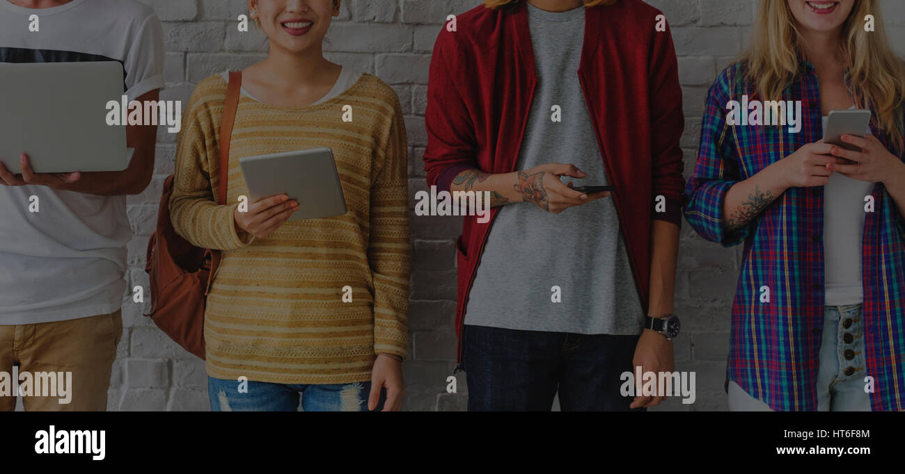 Diversity Friends Using Digital Devices Concept Stock Photo - Alamy