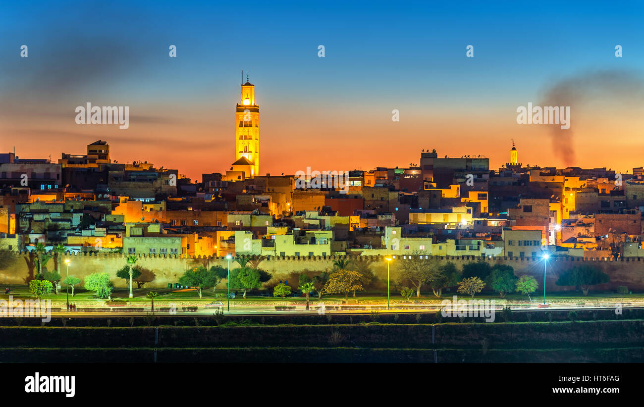 Panorama of Meknes in the evening. UNESCO world heritage site in ...