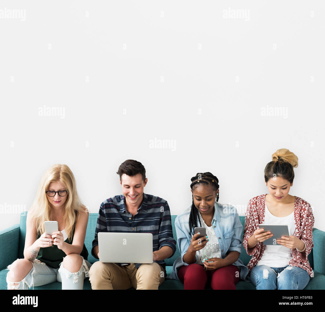 Studio People Model Shoot Technology Meeting Stock Photo - Alamy
