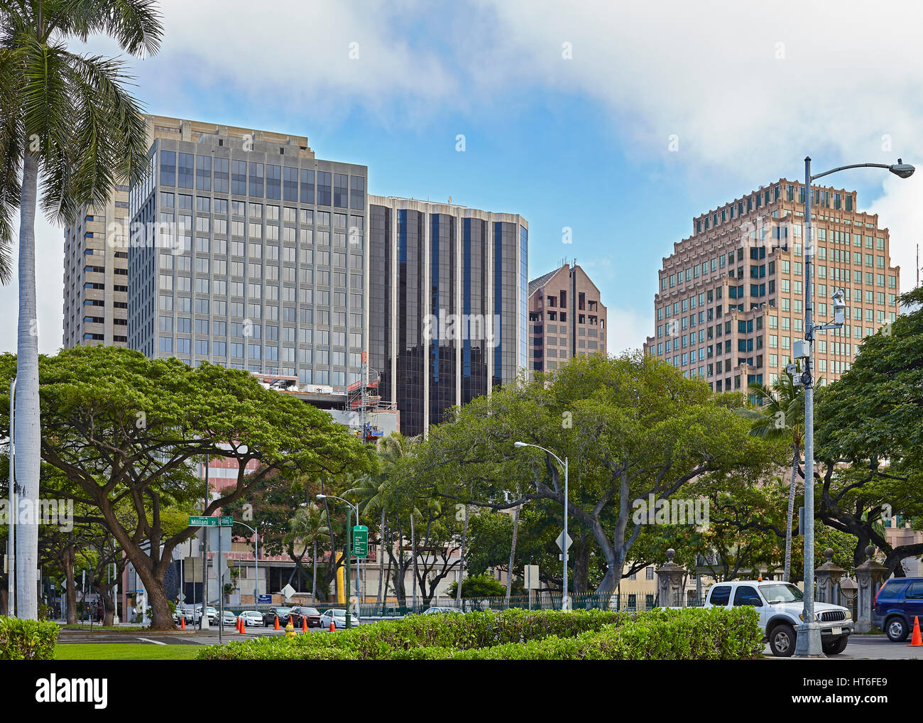 Honolulu, Hawaii, USA - August 6, 2016: Modern commercial buildings in ...