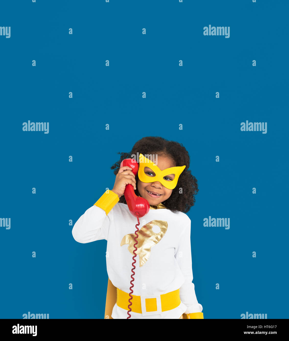 Superhero Girl Smiling Happiness Telephone Communication Portrait Stock ...