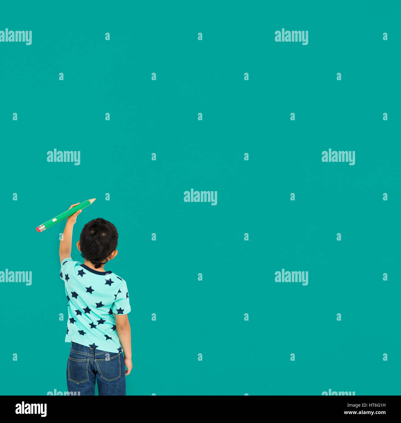 Little Boy Drawing Pencil Layer Stock Photo - Alamy