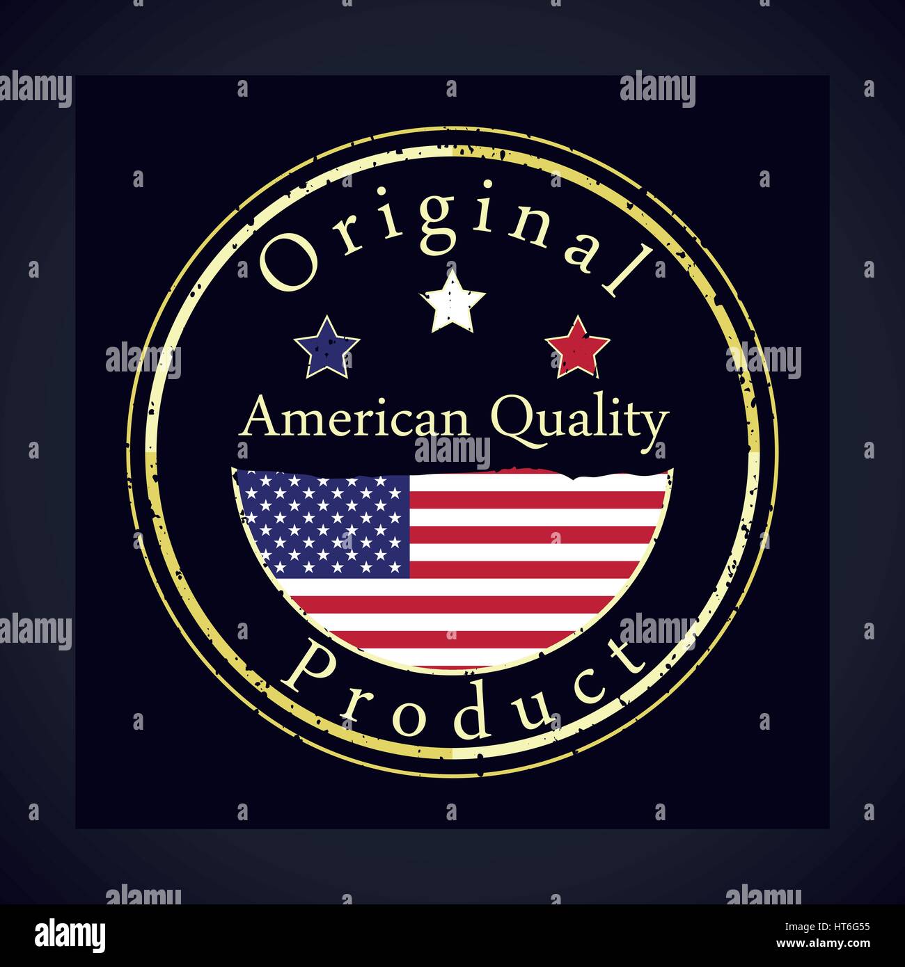 Gold grunge stamp with the text American quality and original product ...