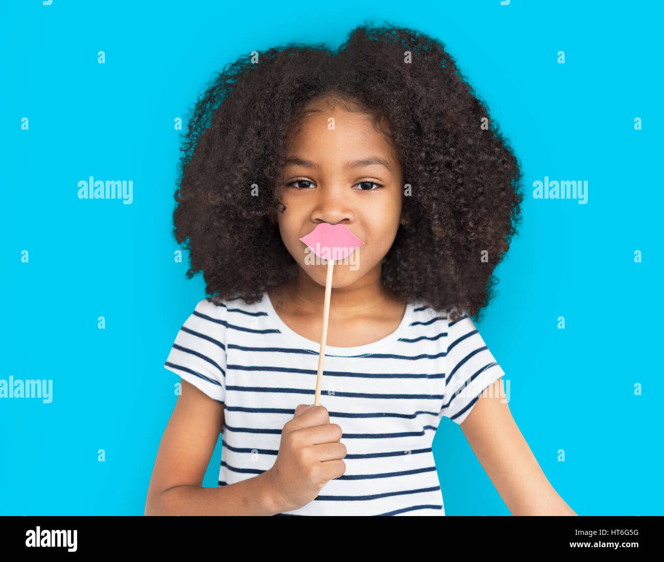 African Descent Little Girl Fake Lips Concept Stock Photo - Alamy
