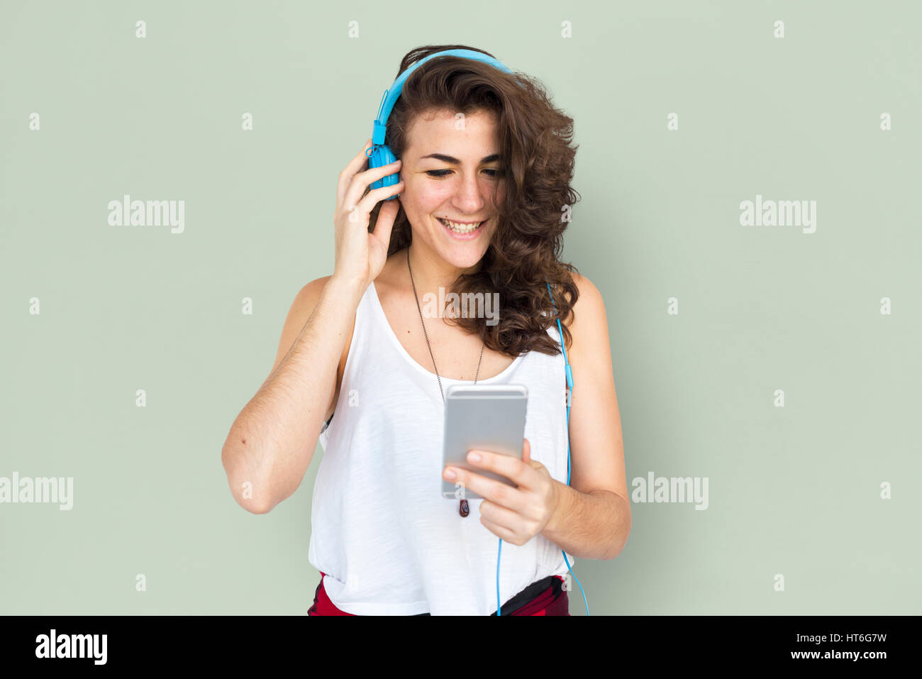 Lady listening music hi-res stock photography and images - Alamy
