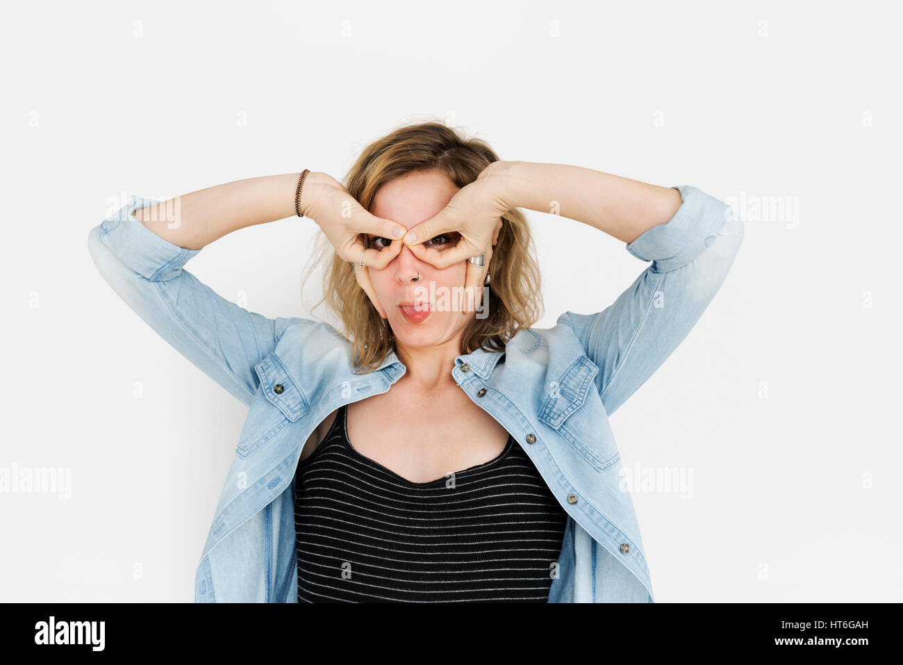 Caucasian Lady Silly Face Tongue Stock Photo - Alamy