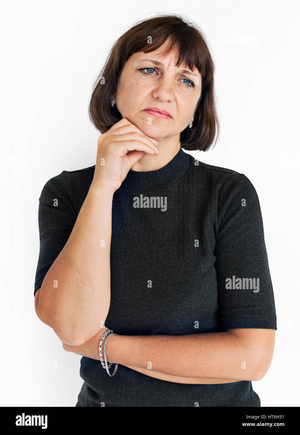 Woman Stressed Face Expression Concept Stock Photo - Alamy