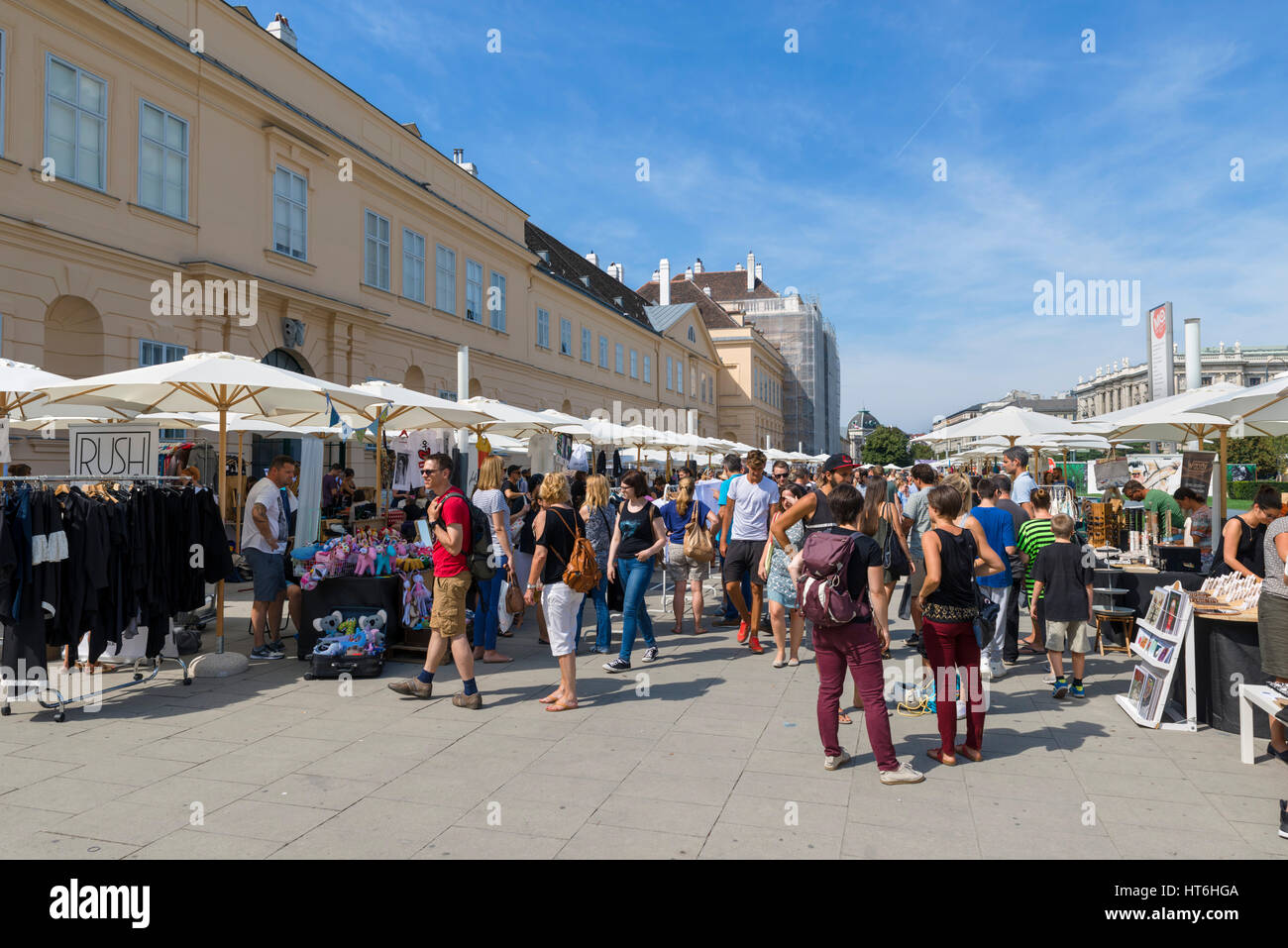 Museum Quarter, Vienna. Market stalls in the MuseumsQuartier, Vienna ...