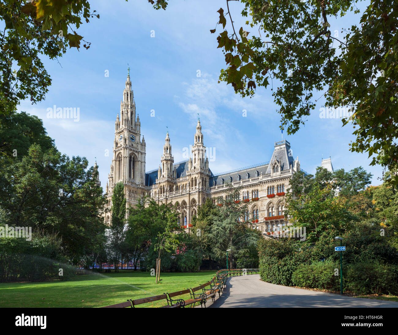 The Neues Rathaus (Town Hall) from Rathaus Park, Vienna, Austria Stock ...