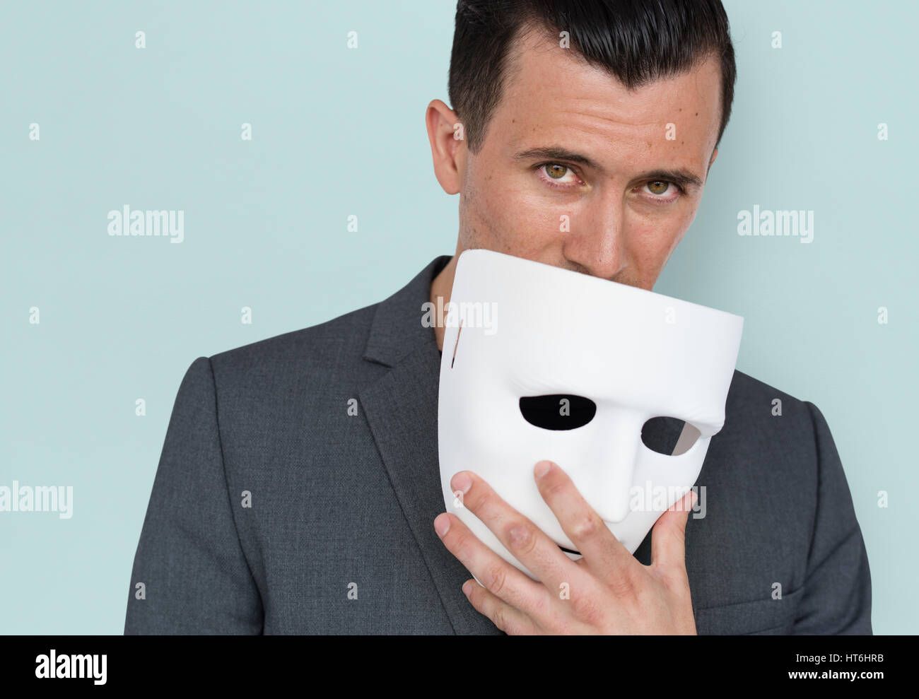 Caucasian Man Sad Mask Concept Stock Photo - Alamy