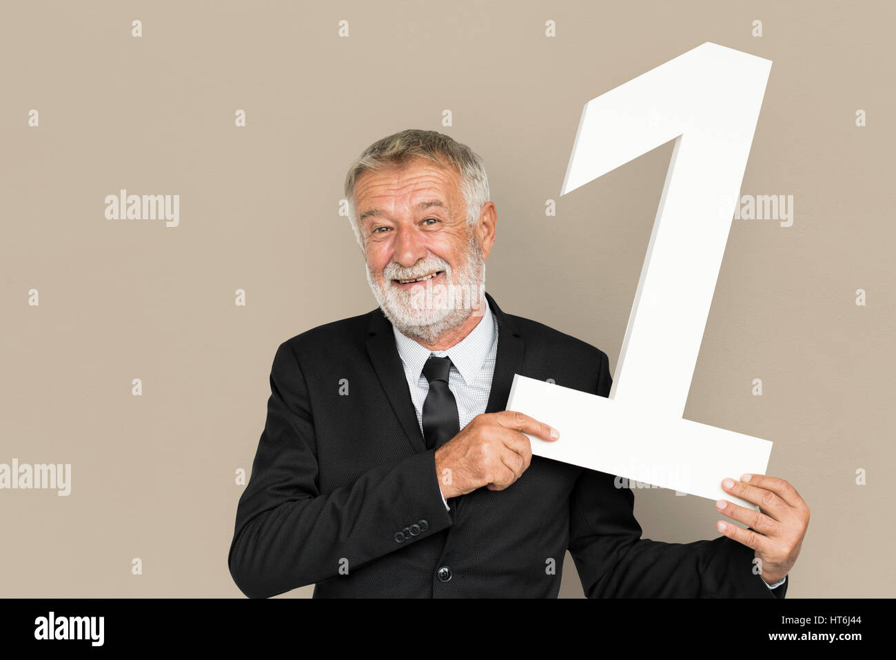 Caucasian Business Man Rank Number One Stock Photo - Alamy