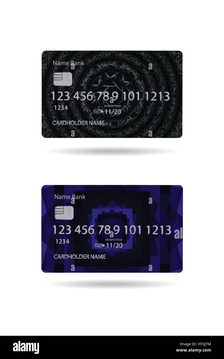 Bank debit card black and purple realistic with abstract geometric ...