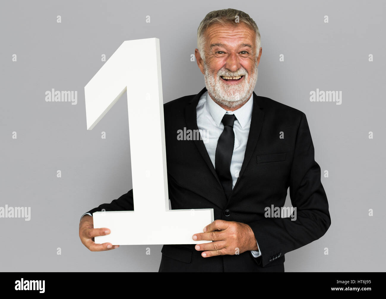 Caucasian Business Man Rank Number One Stock Photo - Alamy