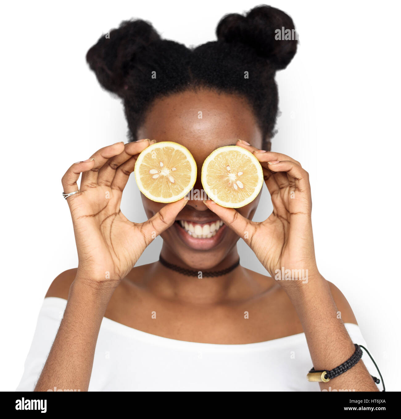 Woman lemon face Cut Out Stock Images & Pictures - Alamy