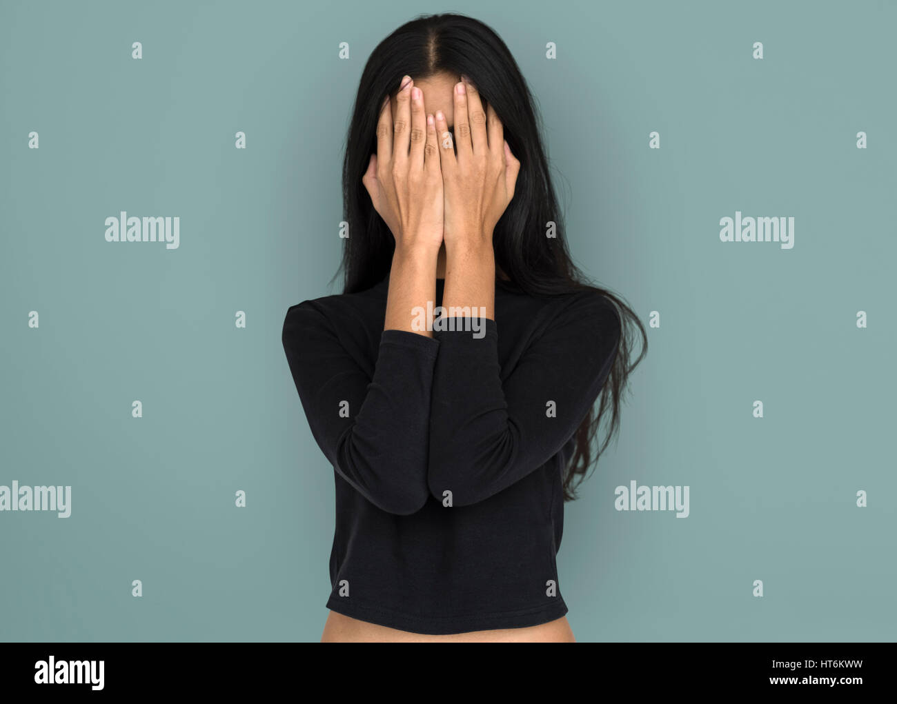 Women Hands Covering Face Studio Stock Photo - Alamy