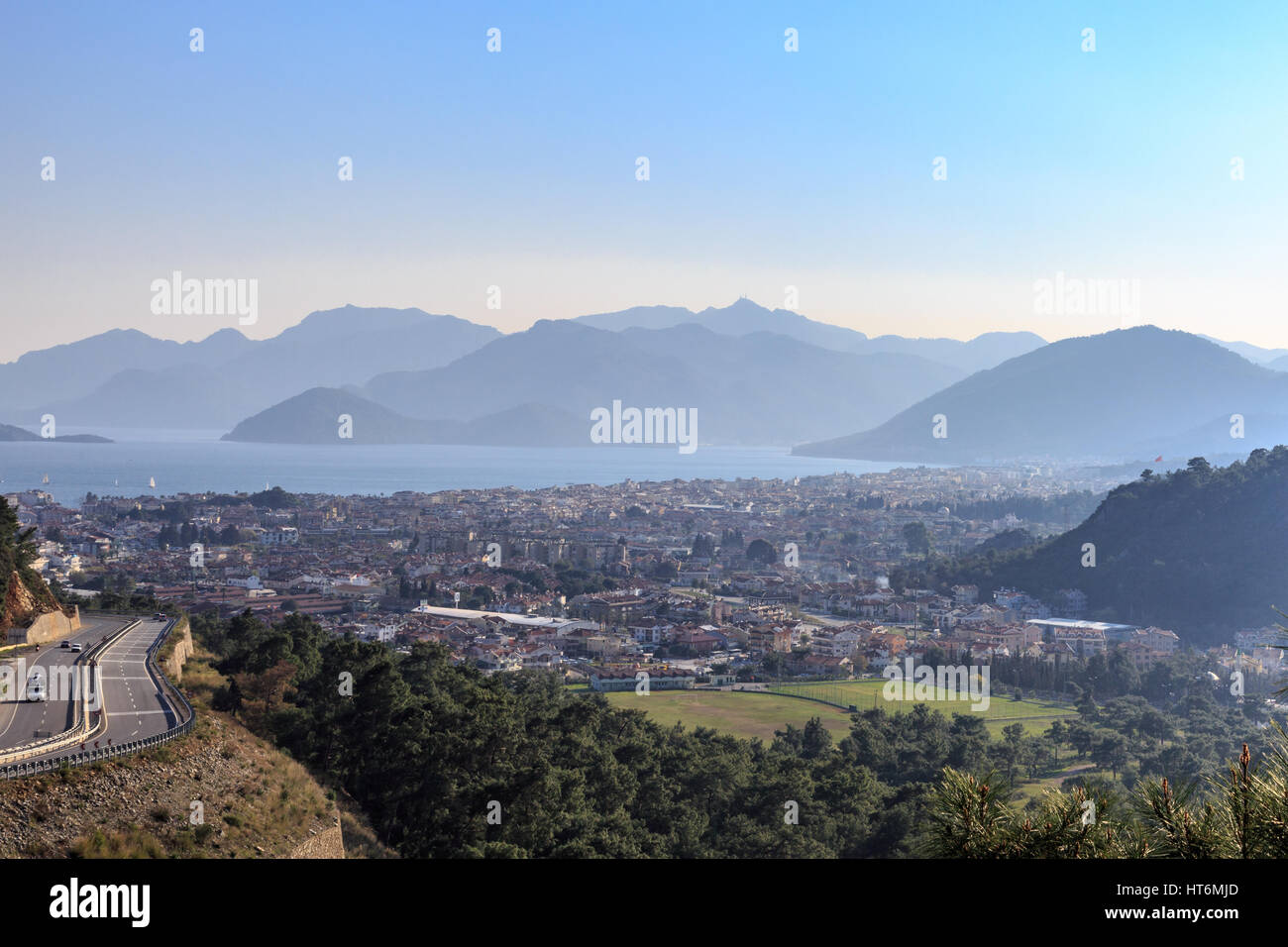 Marmaris aerial cityscape with mountains Stock Photo - Alamy
