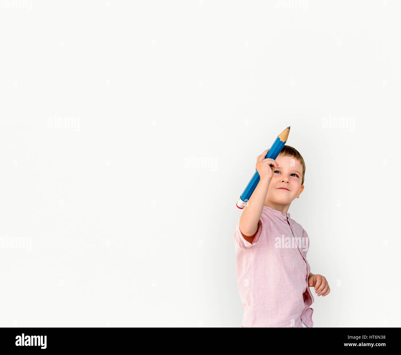 Little Boy Drawing Pencil Smiling Stock Photo - Alamy
