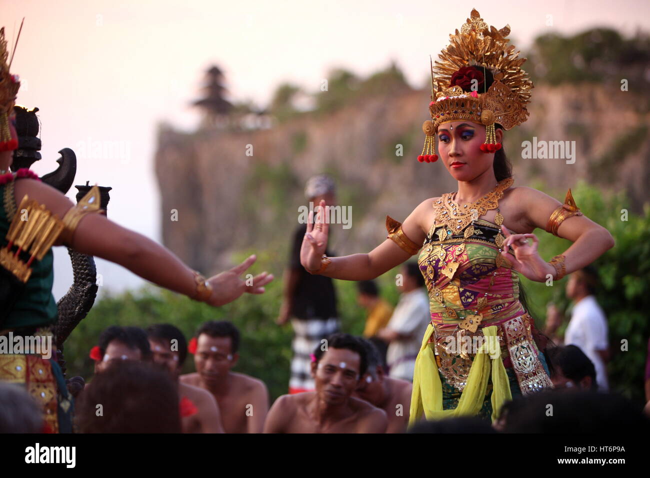 traditional Bali Dance near the temle of Ulu Watu Tempel on the island ...