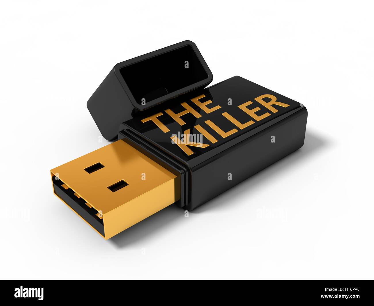 3d illustration of killer usb stick. black version, isolated on white ...