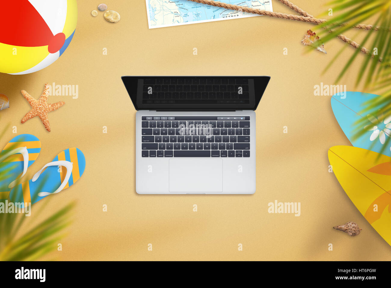 Laptop on beach hi-res stock photography and images - Alamy
