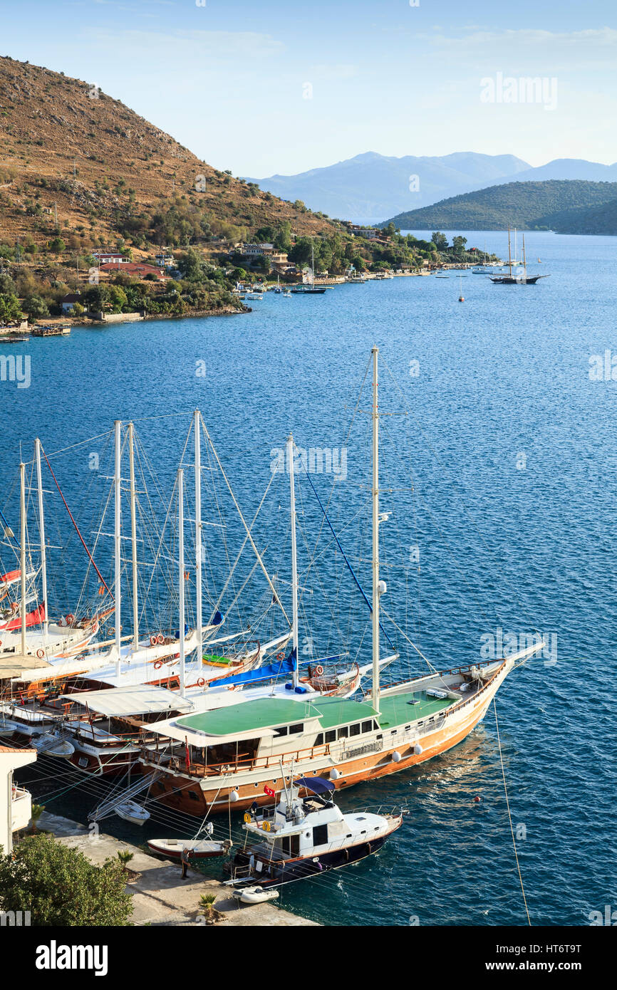 Bozburun harbour in the evening, Bozburun Peninsula, Turkey Stock Photo ...