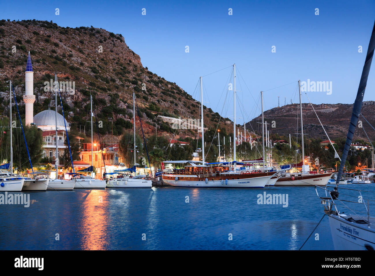 Bozburun harbour in the evening, Bozburun Peninsula, Turkey Stock Photo ...