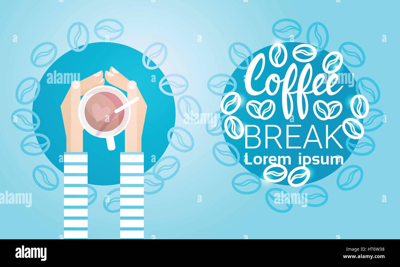 Hand Hold Cup Tea Coffee Break Morning Beverage Banner Stock Vector ...